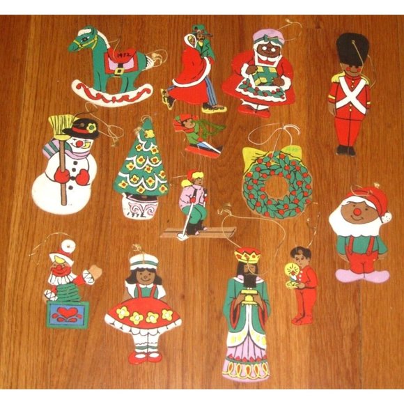 Vintage | Holiday | Vintage Flat Wood Christmas Ornaments Wooden Double ...